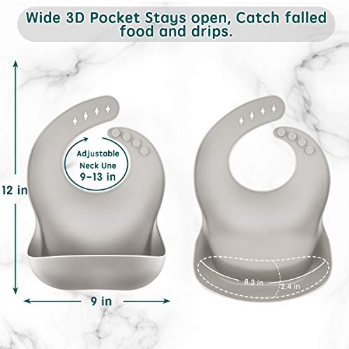 Silicone Baby Bibs for Girls and Boys, Waterproof Feeding Bibs for Babies (6-72months) Blue