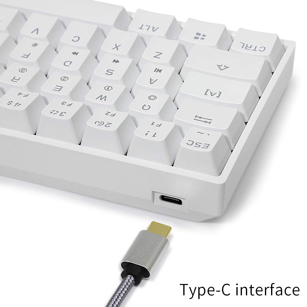 SK64 64 Tasti Hot Swap Tastiera Meccanica Cablata con RGB Retroilluminato ABS Tasti Freccia Tasti Impermeabile Programmabile per Win/Mac/Gaming (Gateron Ottico Marrone, Custodia Bianco)
