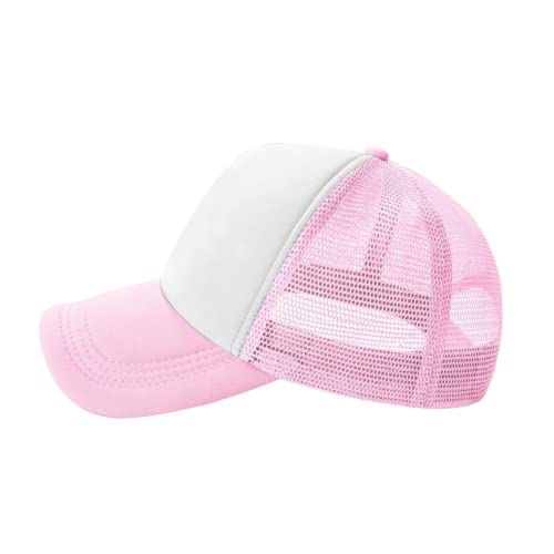 DSRTE 3PCS Blanks Trucker Hats Polyester Summer Mesh Cap with Adjustable Snapback Strap for Sublimation DIY (Pink)