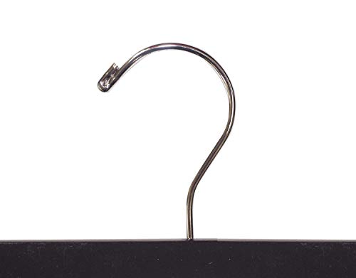 NAHANCO 2214RCCH10 14” Wooden Skirt Slack Hangers with Chrome Hardware Black (Pack of 10)