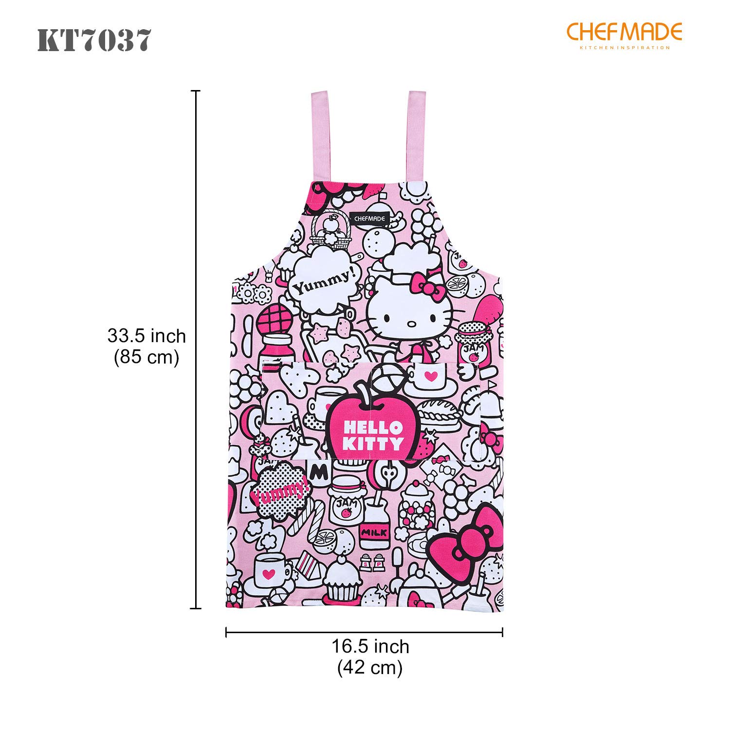CHEFMADE Hello Kitty 100% Cotton Apron with Gift Box, Adjustable Cross Back Dress with 2 Pockets Kitchen Aprons, Kitty Camouflage Kitchen Print for Baking Cooking Drawing Gardening BBQ & Grill