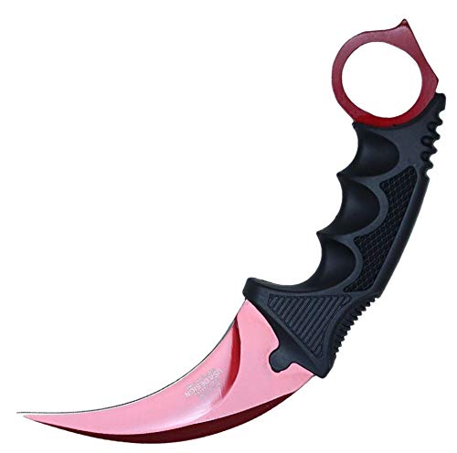 CSGO Karambit Advanced Tactical Knife Survival Knife Hunting Knife Fixed Blade Knife Razor Sharp Edge Camping Accessories Camping Gear Survival Kit Survival Gear 51763 (Red)
