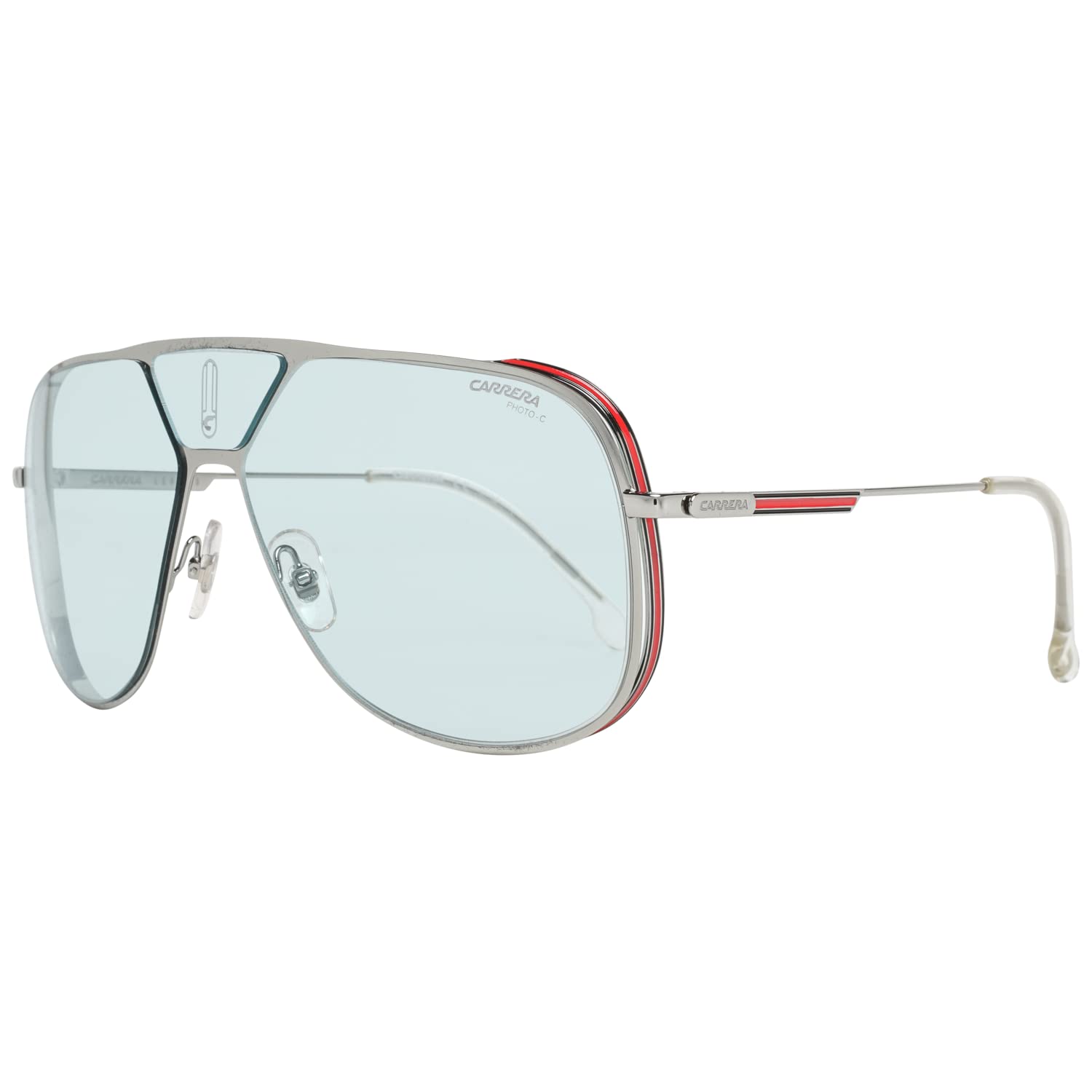 Carrera LENS3S Rectangular Sunglasses, Blue Red/Blue, 99mm, 1mm