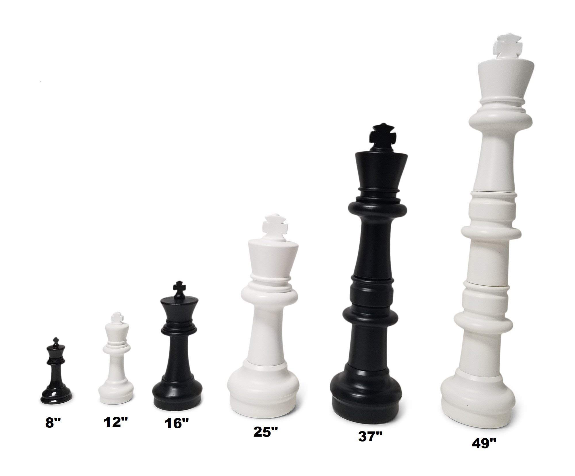 MegaChess Large Chess Pieces and Large Chess Mat - Black and White - Plastic - 12 inch King