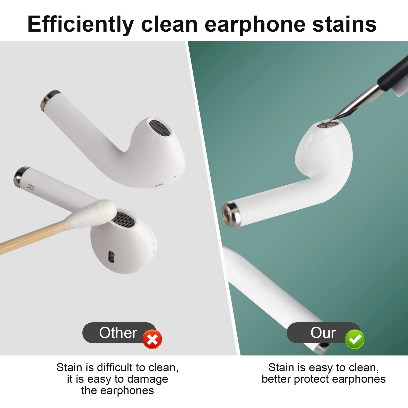 Cleaner Kit for AirPod Pro 1 2 3, AMEAMI Earbud Cleaning Pen Tool for iPhone Samsung Lego Huawei MI Wireless Headphone (Black)
