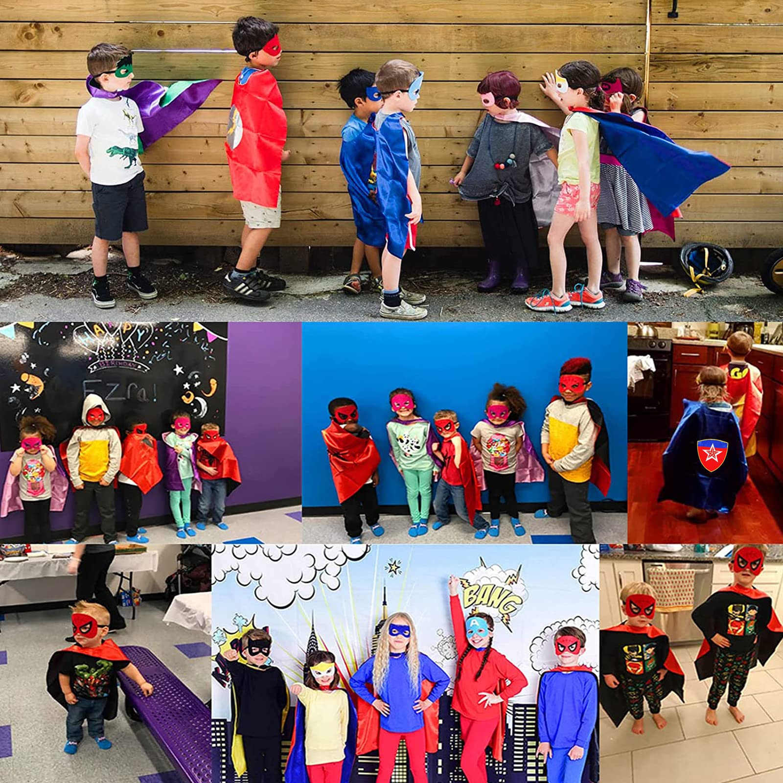 Superhero Capes and Masks for Halloween Cosplay Double Side Toy For Kids Best Gifts Yellow