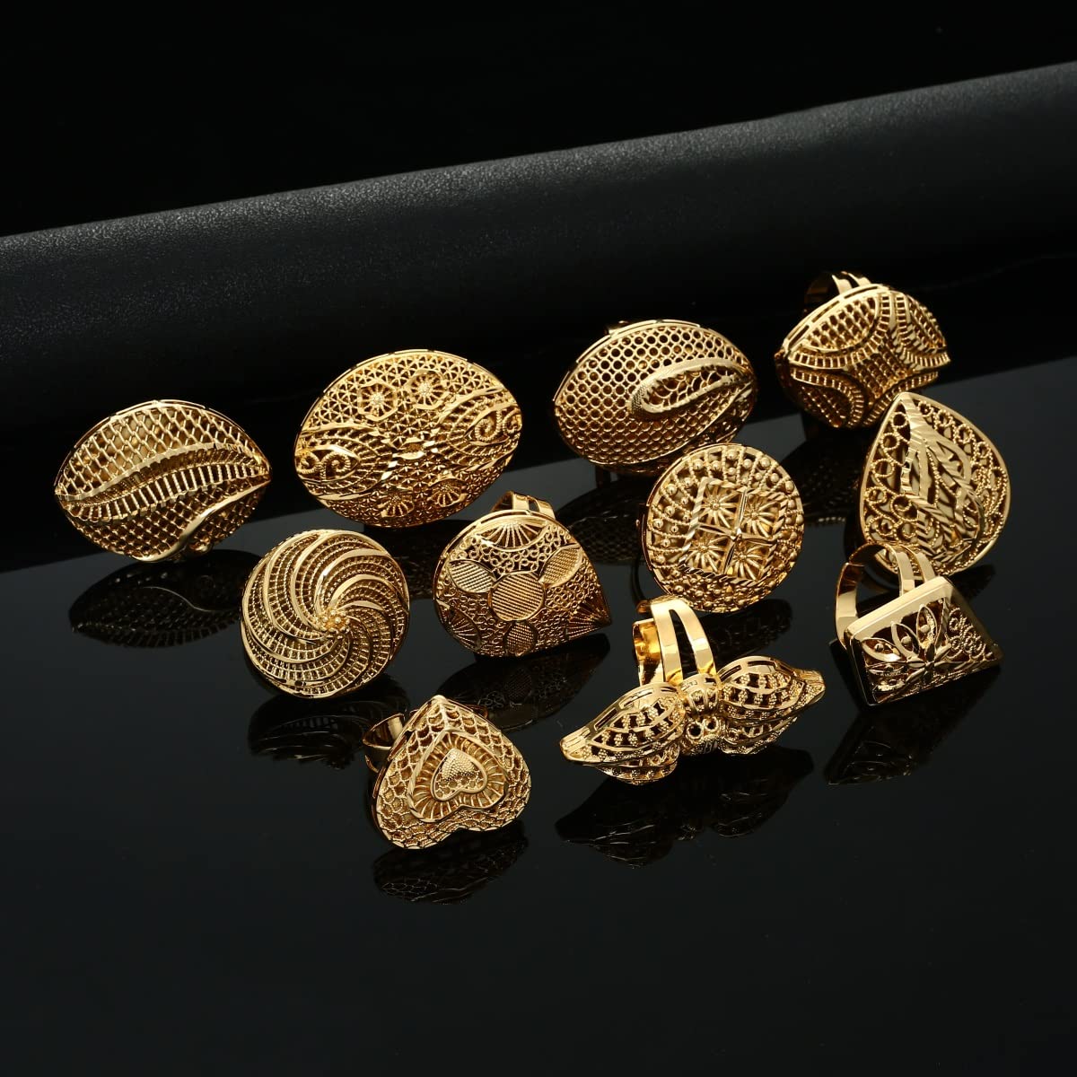 CB Gold Jewelry Dubai Golden Ring Engagement Adjustable Size Finger for Ethiopian African Nigerian Design