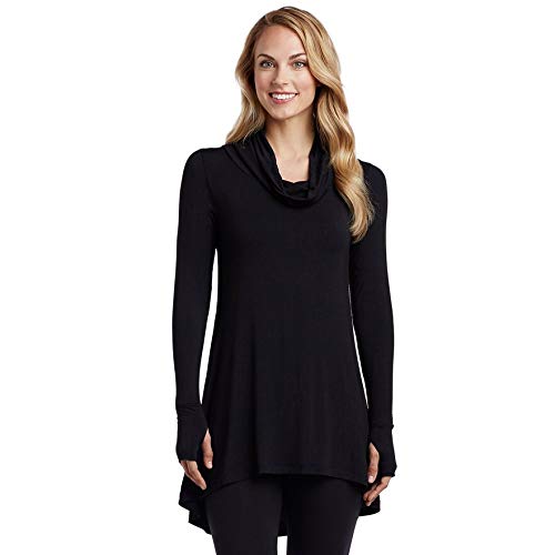 Cuddl Duds Women's Softwear with Stretch Long Sleeve Cowl Tunic, Black, X-Large