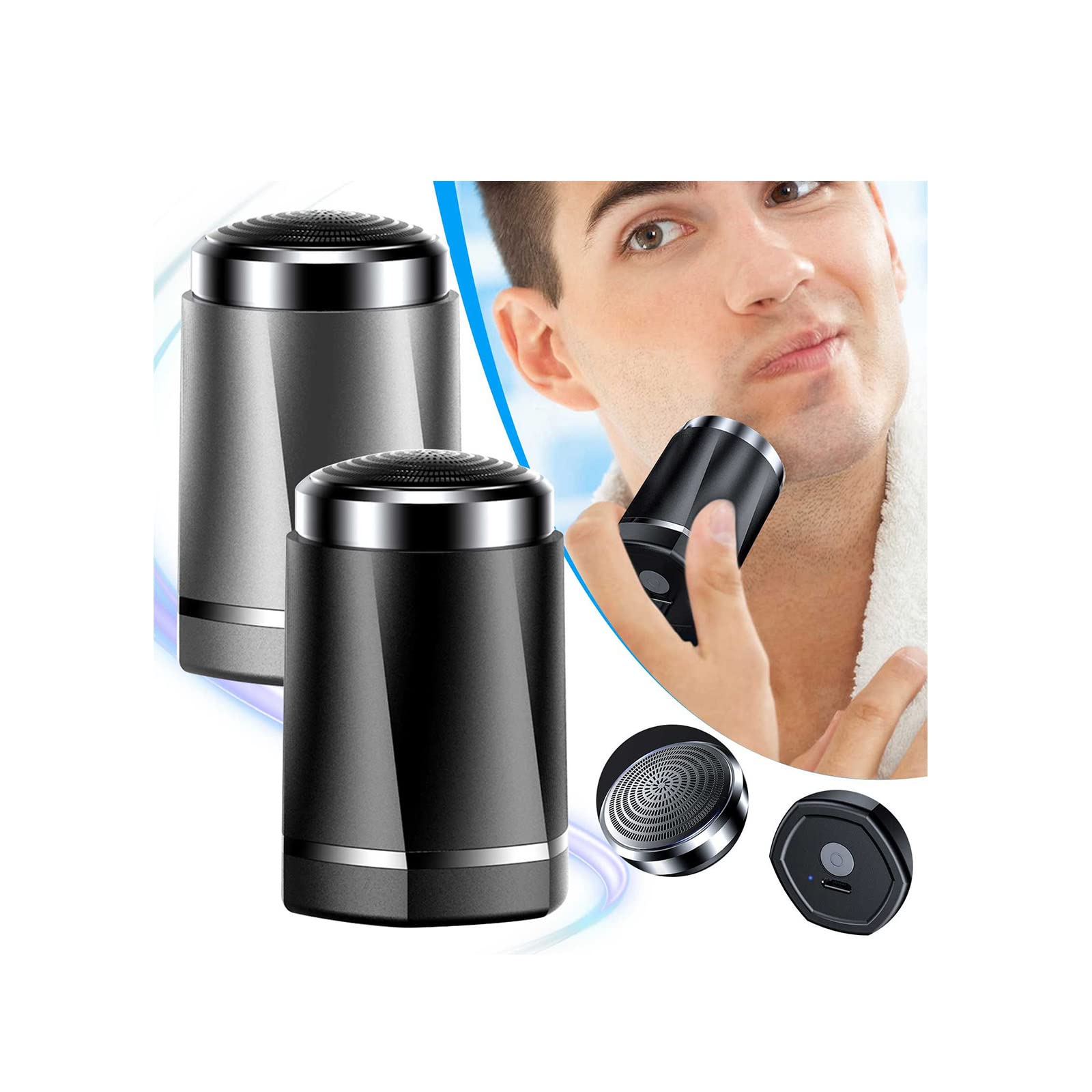 Electric Razor for Men Pocket Size Mini Portable Shaver Wet and Dry Use, Rechargeable Multifunction Portable Travel Shaver for Men's Beard Shaving Trimming Grooming