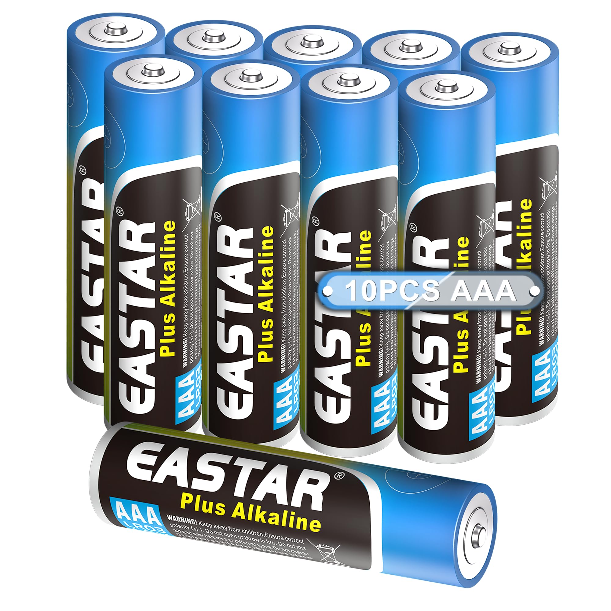 EASTAR BTS AAA Batteries with Maximum Power, Extra Long-Lasting Triple AAA Batteries 10-Pack, Leak-Proof Design, 10 Years Shelf Life, 1.5V LR03 Alkaline Batteries for Home and Office Devices