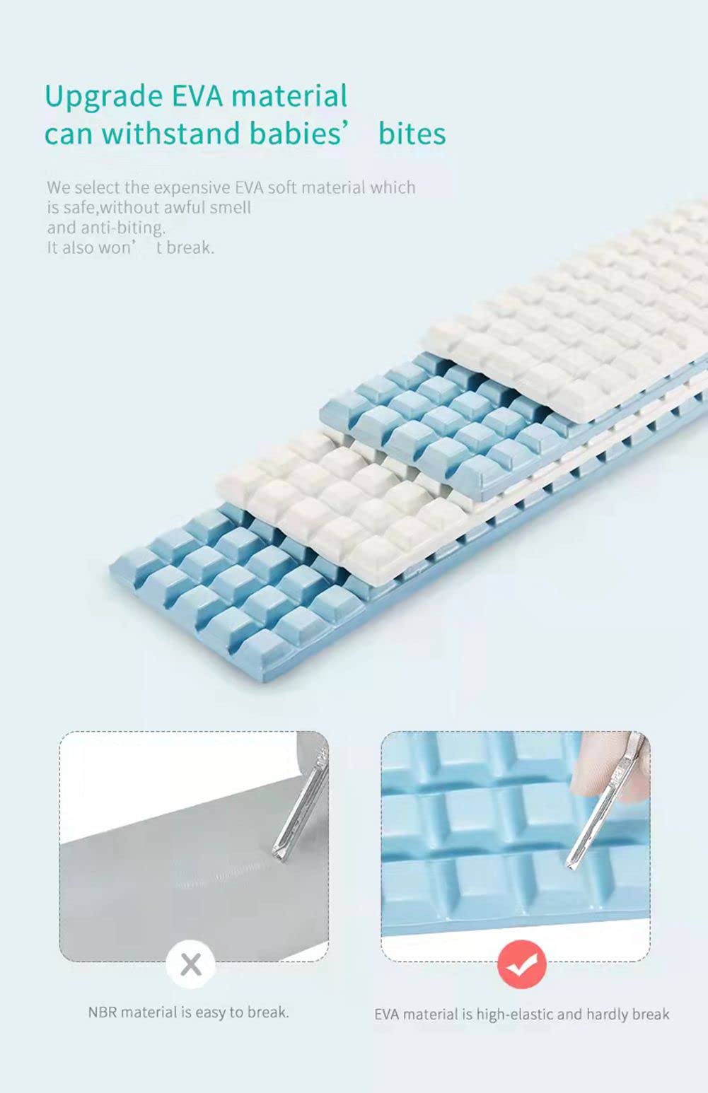 MeiGaoXin Baby Proofing Rubber Foam Corner & Edge Protectors Guards Fireplace Furniture Safety Bumper for Child Proof, 3.3ft(40inch) x 2pcs,Blue