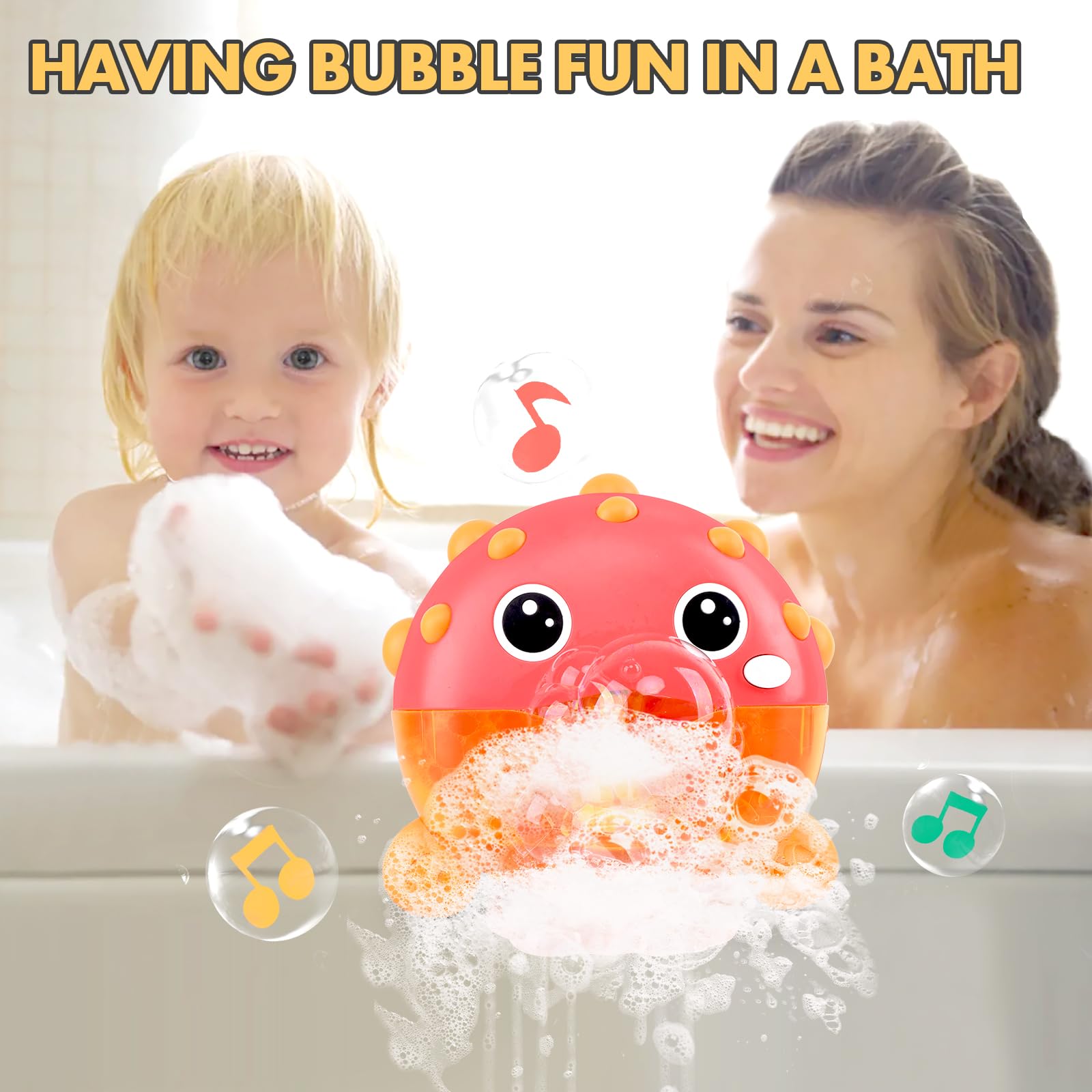 chengjiaing Bubble Bath Maker for The Bathtub,Puffer Bubble Machine with Music,Baby Bathroom Blowing Bubbles Toys,The Great Gifts for Toddlers Over 3 Years Old Girl Boy