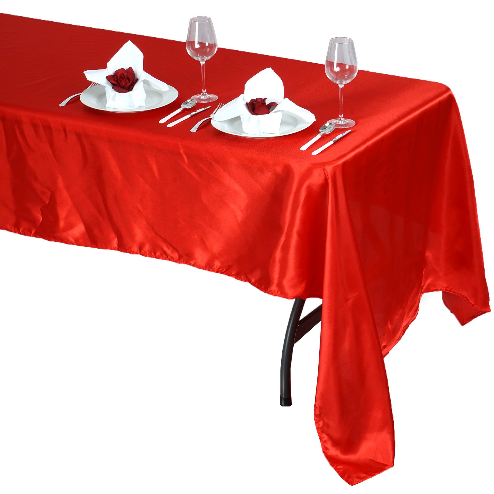 TABLECLOTHSFACTORY Red 60x126 Rectangle Satin Tablecloth