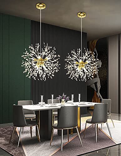 Mivenda Gold Crystal Chandeliers 9-Light Modern Firework Chandelier Dandelion Light Fixture,Bedroom Chandelier,Ceiling Hanging Lighting for Dining Room,Bedroom,Aisle