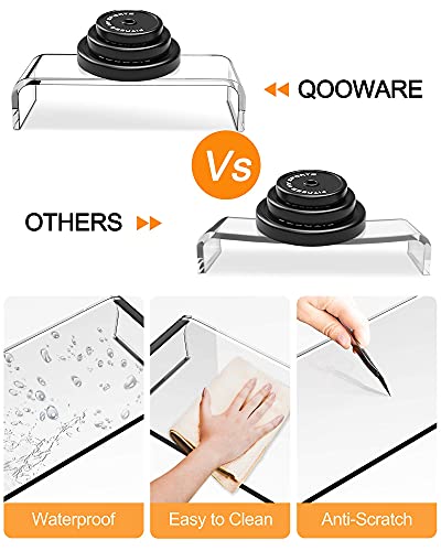 Clear Monitor Riser, Acrylic Computer Stand 20 inch - Sturdy 50LB Max - Promote Pain Relief Posture & Free Up Cluttered Space with TV, Laptop & PC Computer & Desk Storage Organizer Stand Riser