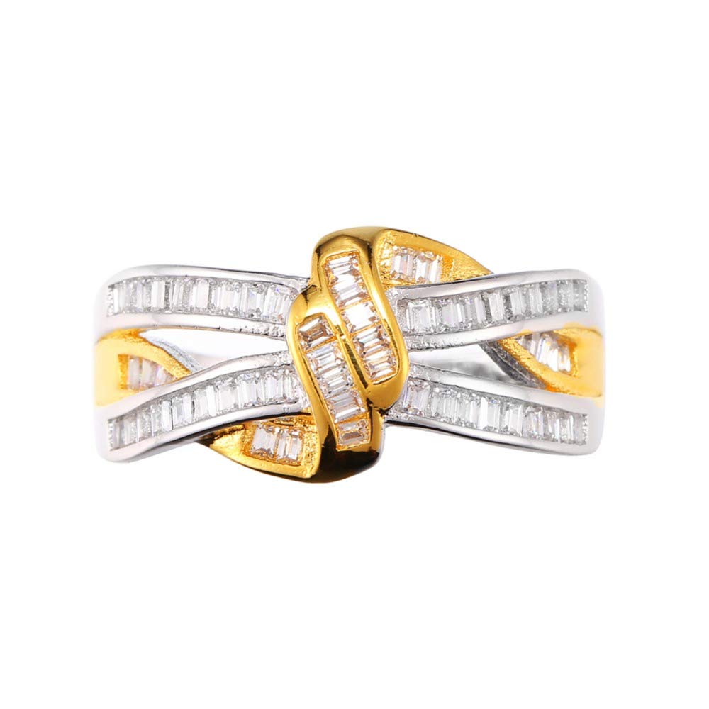 Czjewelry 18k Gold Plated Crossover Statement Ring | Rings for Women Size 5-10