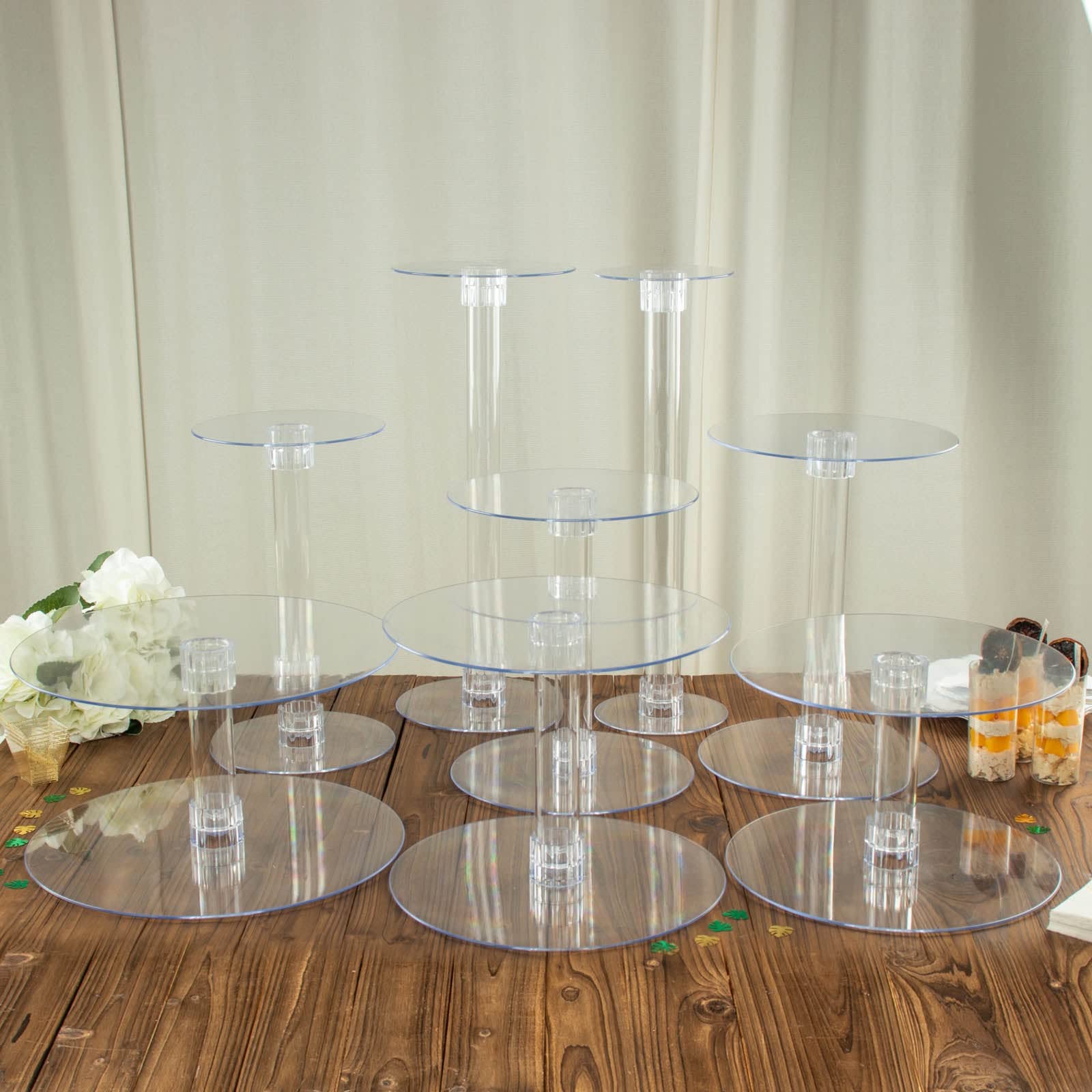 TABLECLOTHSFACTORY Lovely 8 Tier Acrylic Crystal Glass Clear Cake Dessert Decorating Stand For Birthday Xmas Party Wedding