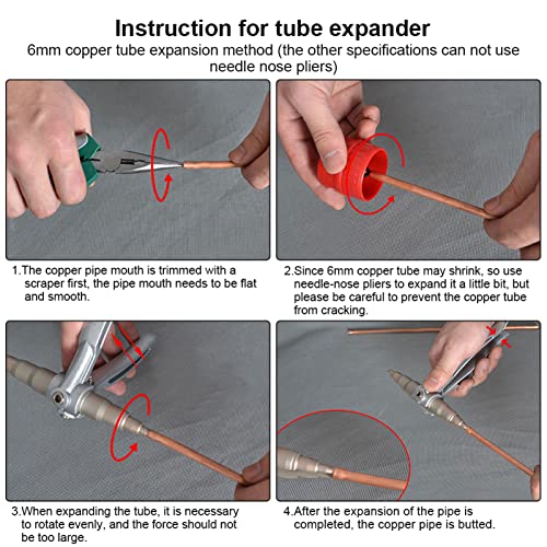 TOPINCN Tube Expander, Stainless Steel Manual Copper Tube Expander Universal Hand Refrigeration Tools Air Conditioner Maintain Repair Tube Expander
