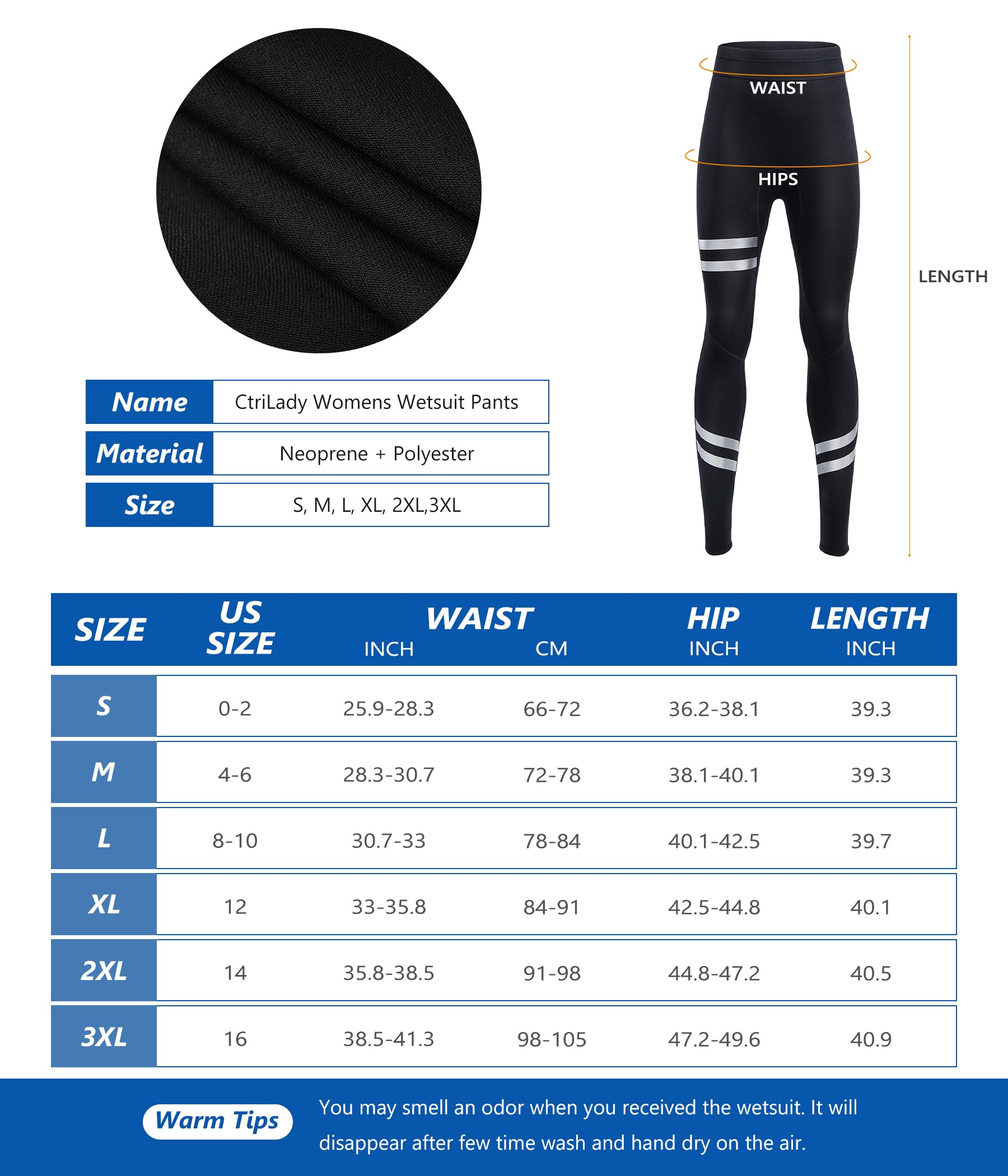 CtriLady Women's Wetsuit Long Pants,1.5mm Neoprene Pants Wetsuit Legging Keep Warm for Swimming Surfing Diving Kayaking(M,Black