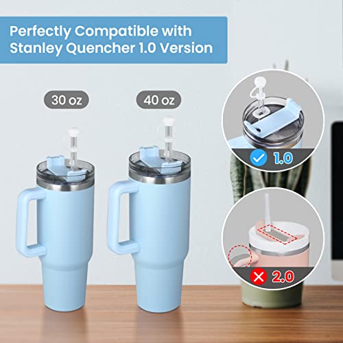 Tops Home Set of 3 Silicone Spill Proof Stoppers, Compatible with Stanley Cup 1.0 (40oz/30oz) - Tumbler Accessories, with 2 Straw Cover Caps, 2 Square Spill Stoppers, and 2 Round Leak Stoppers