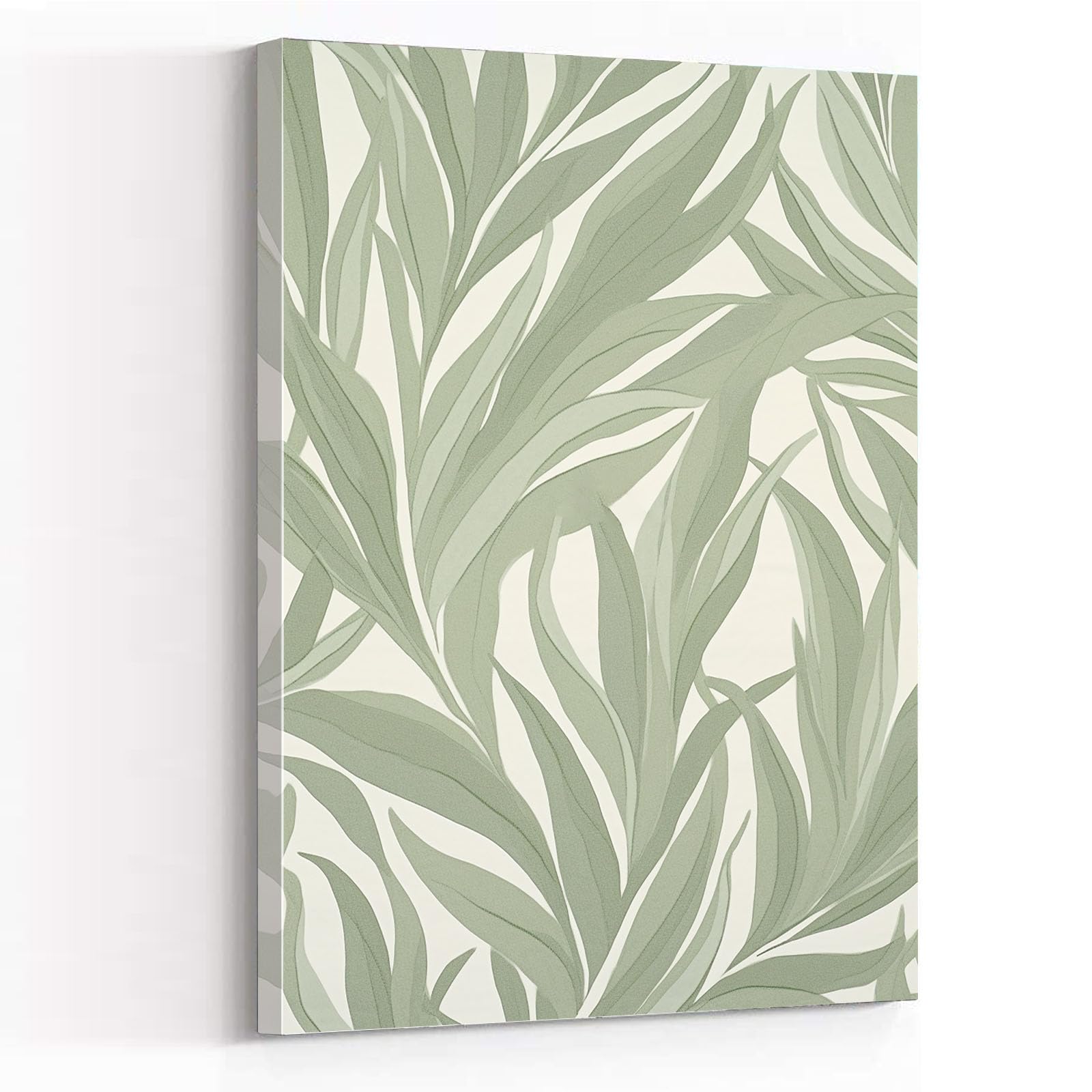 canvas wall decor,black canvas art,Modern boho wall art printable,Sage green decor,Botanical wall art prints,Abstract leaf wall art,Floral wall art,8''x12'' Framed Modern Canvas Wall Art