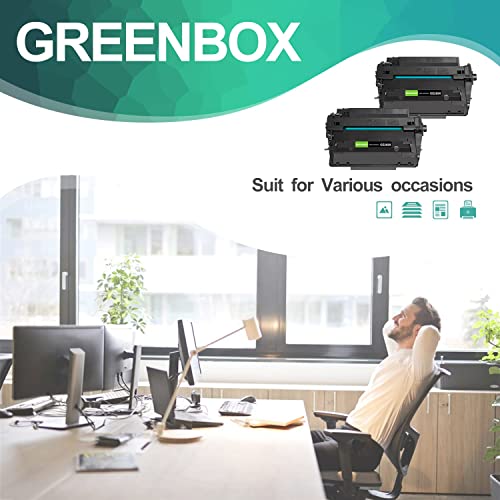 GREENBOX Compatible Toner Cartridge Replacement for HP 55A 55X CE255A CE255X for Laserjet P3015 P3015dn P3015x HP Laserjet Pro 500 MFP M521dn M521dw M521 M525 Printer (2-Pack Black), 2 Black