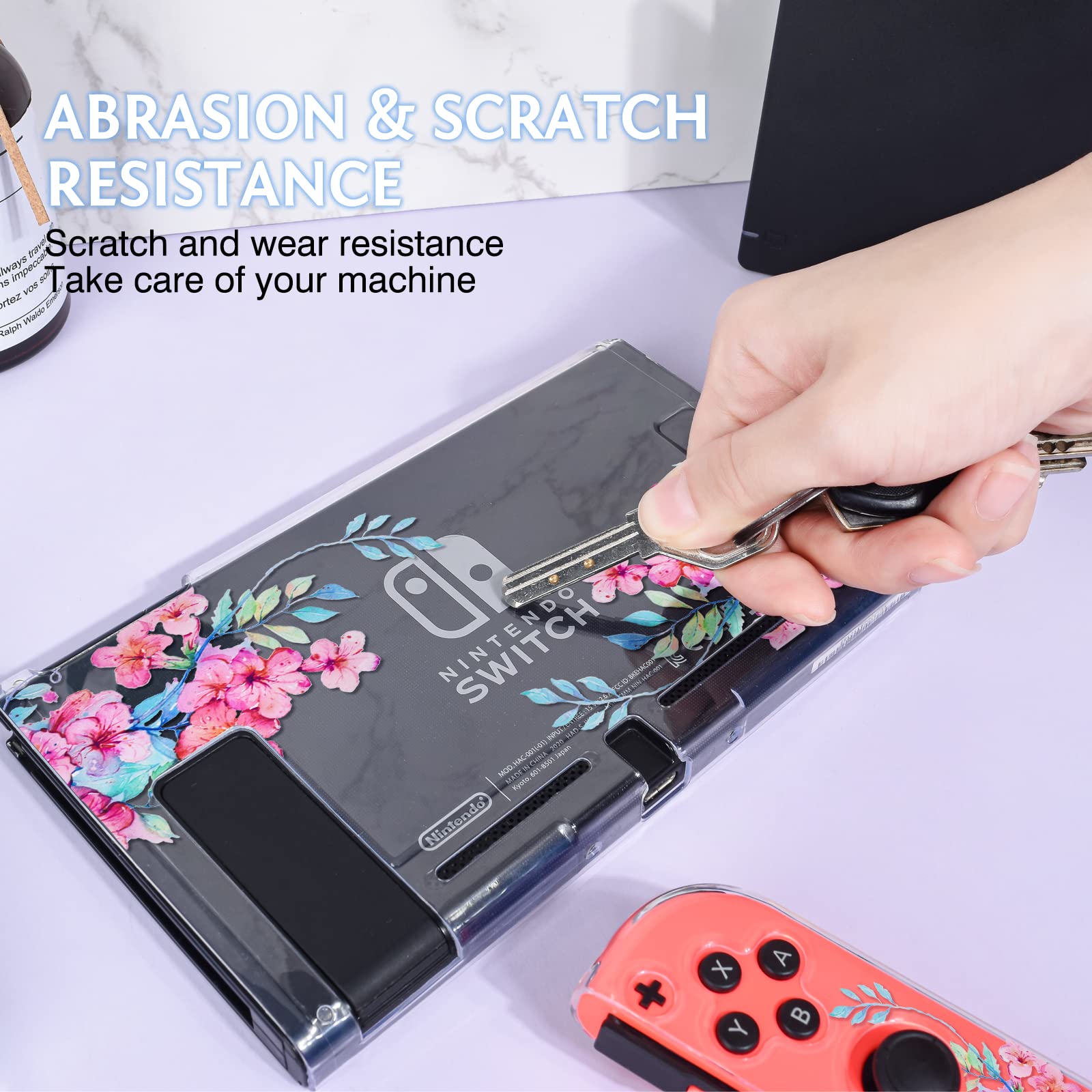 DLseego Sunflower Flower Floral Clear Yellow Switch Case 2017 Version Anti-Scratch Dockable Console Transparent TPU Shell Soft Shock-Absorption Joy Con Cover For Regular Switch