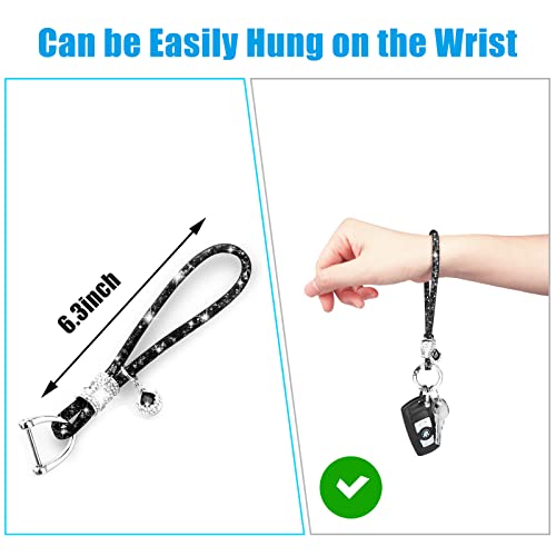 Yiflin Cute Wrist Car keychain for Women, Crystal Keychain Accessories,Bling Wrist Lanyard for Keys, Car key (Silver, Large)