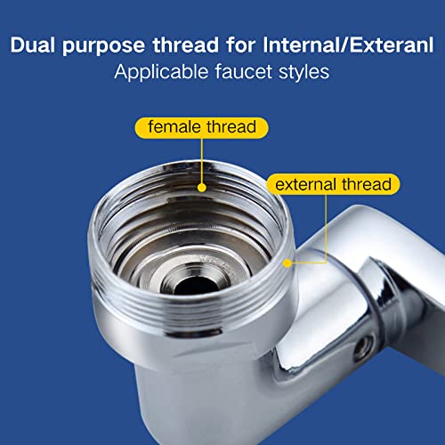 Faucet Aerator Universal, 1080° Large-Angle Rotating Robotic Arm Water Nozzle Faucet Adaptor, Splash Filter Kitchen Tap Extend Faucets Bubbler（with tool kit）