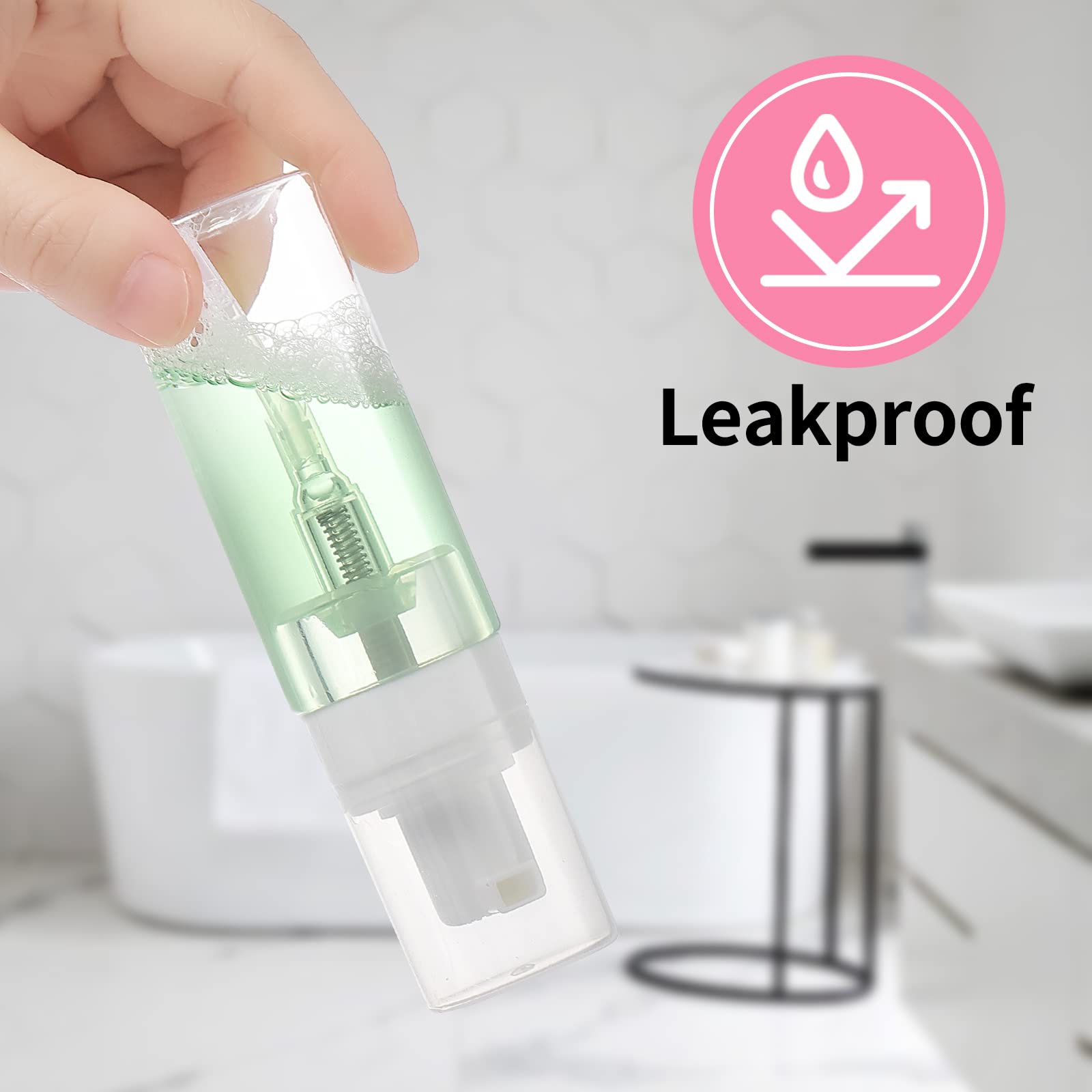 Empty Foam Pump Bottle Mini 2oz/60ml Travel Size Plastic Soap Container Refillable 35 pcs Lash Shampoo Bottles for Cleanser, Dispenser
