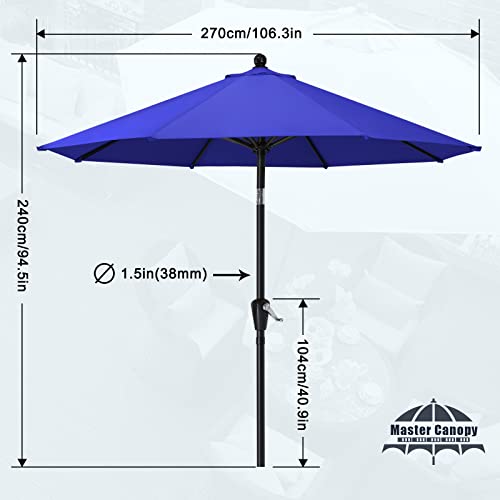 MASTERCANOPY Patio Umbrella for Outdoor Market Table -8 Ribs (9ft,Blue)