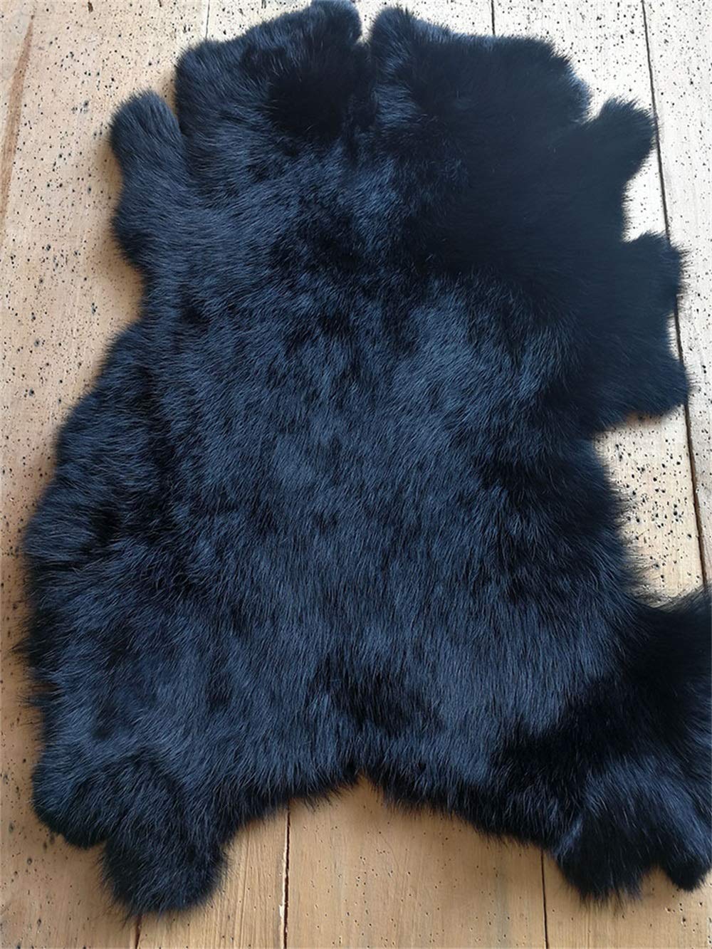 Natural Tanned Assorted Rabbit Pelts Rabbit Fur Hide (10" by 12" Rabbit Pelt with Sewing Quality Leather) (Natural Black)