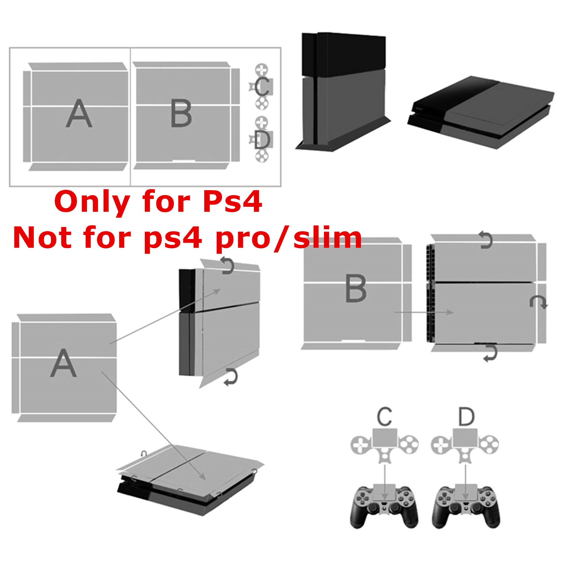 Ps4 Stickers Full Body Vinyl Skin Decal Cover for PlayStation 4 Console Controllers (with 4pcs Led Lightbar Stickers)(PS4 Console (Pink Starry Sky))