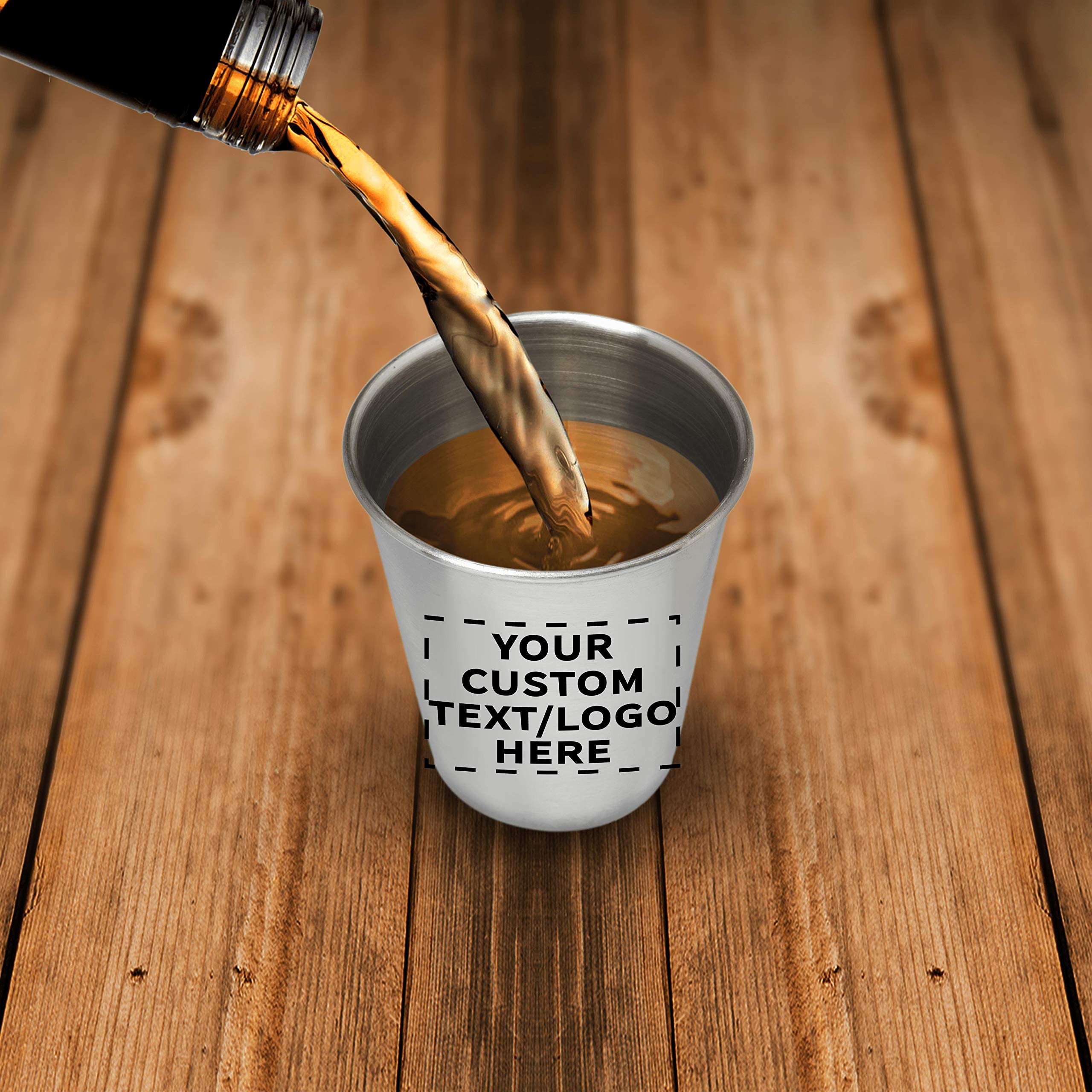 Custom Metal Shot Glasses 2.5 oz. Set of 10, Personalized Bulk Pack - Great for Weddings, Birthdays, Parties - Stainless Steel