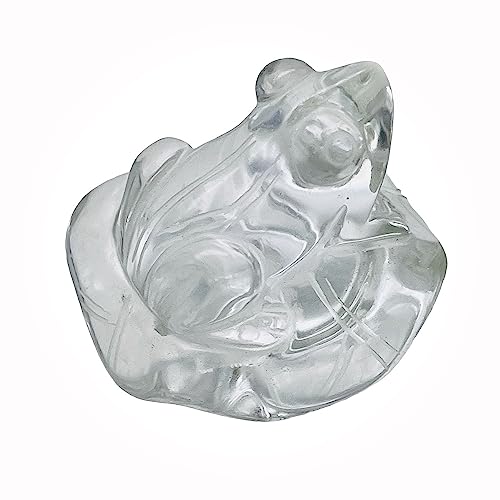 New Quartz Frog on Lilly Pad Carving 1 Figurine 30x45x45mm Clear for DIY Crafts and Jewelry Making PREM0D01935