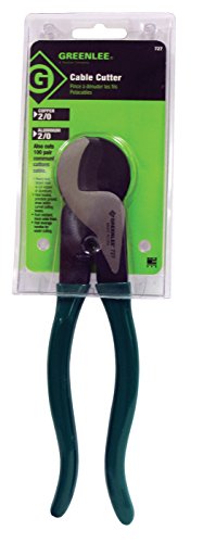 Greenlee 727 9-3/4" Handheld Cable Cutter for Copper and Aluminum Cables Up to 2/0, 70 Square Millimeters