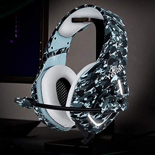 YEYIAN Force Stereo Gaming Headset Mic, Noise Cancelling Over Ear Microphone Headphones, Bass Surround, Soft Earmuffs, Compatible with PS4 Xbox One PS5 Nintendo Controller PC Laptop Games, Winter Camo