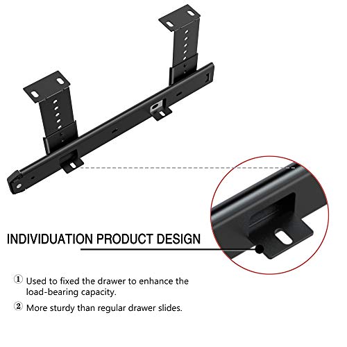 FRMSAET Sliding Keyboard Drawer Tray Hardware 12/14/16/18 inches Slides Heavy Duty Metal Slides Keyboard Slides Mounting Accessories/Ideal for Under Desk Kitchen Cabinet Drawer (12 inches, Black)