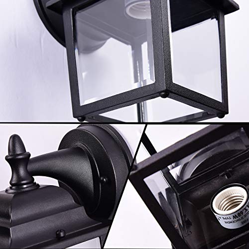 Simple Modern Outdoor Wall Light,Wall Sconce,Wall Lanterns Black, Outdoor Light Fixtures,Cast Aluminum, Anti-Rust, Transparent Glass lamp,Suitable for Courtyards, Villas, Parks, Plazas (2pack-)