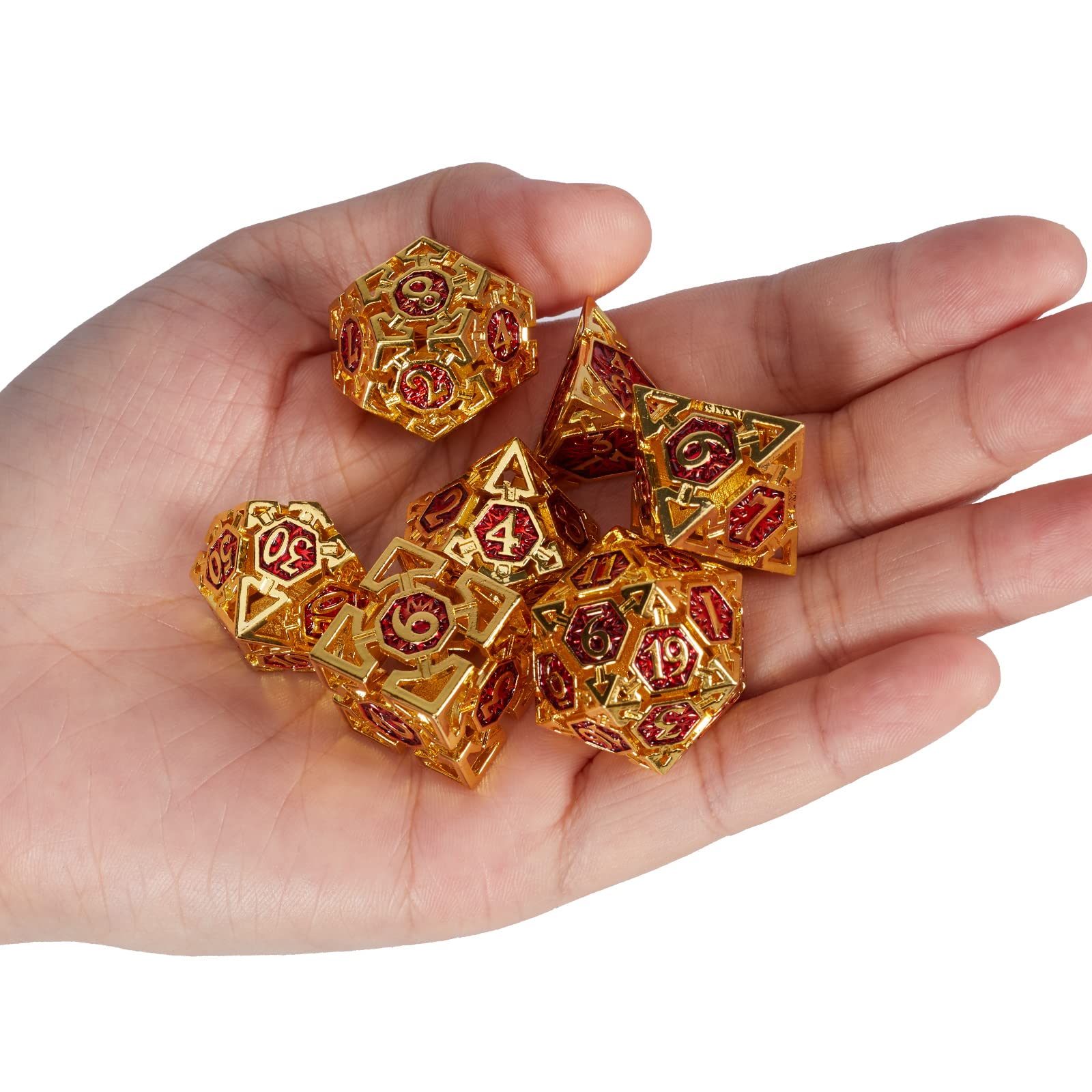 Dungeons and Dragons Dice Metal Dice Dicelings DND Polyhedral Hollow Dice Set for D&D RPG MTG Role Playing Table Games