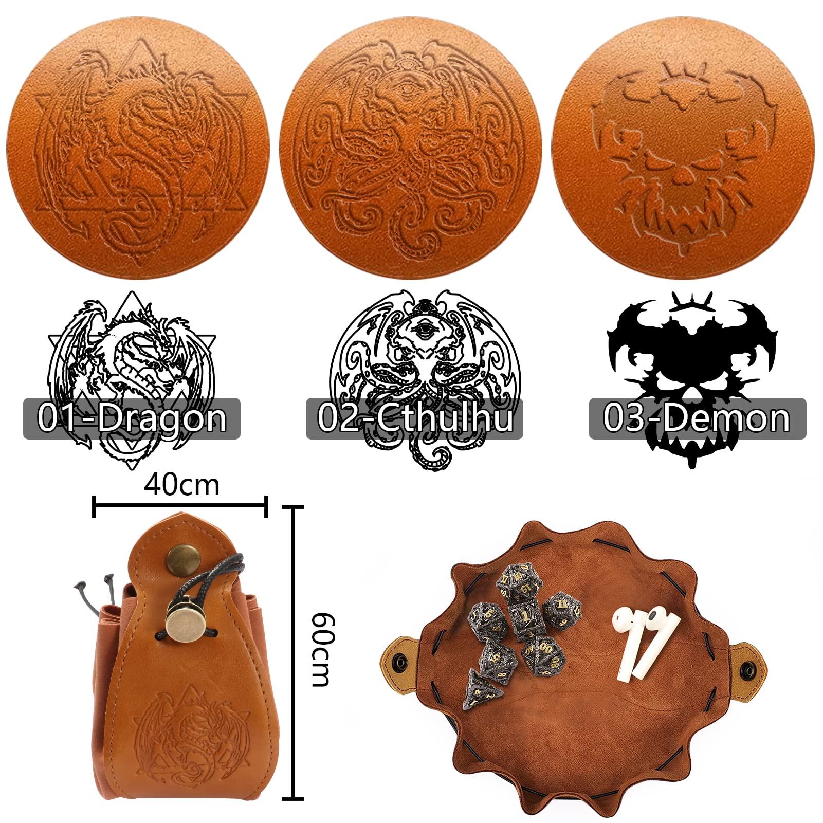 DND Dice Bag Draw String Dice Pouch,for Dungeons and Dragons RPG Tray D&D Dices Pocket,D and D Jewelry Tarot Coins and Accessories with Great DND Box Gifts (Cthulhu)