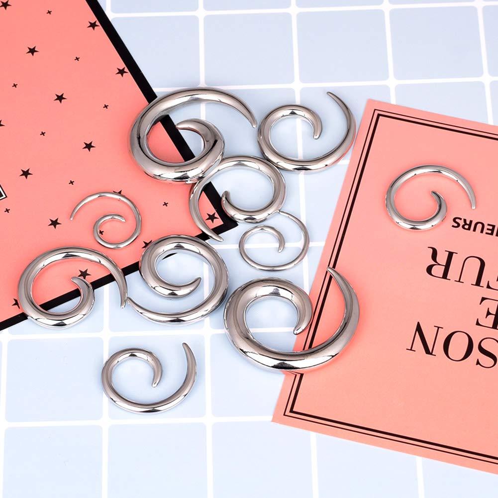 YOFANST Stainless Steel Silver Spiral Taper Expander Piercing Jewelry Ear Stretching Tapers Earring Gauge 6G