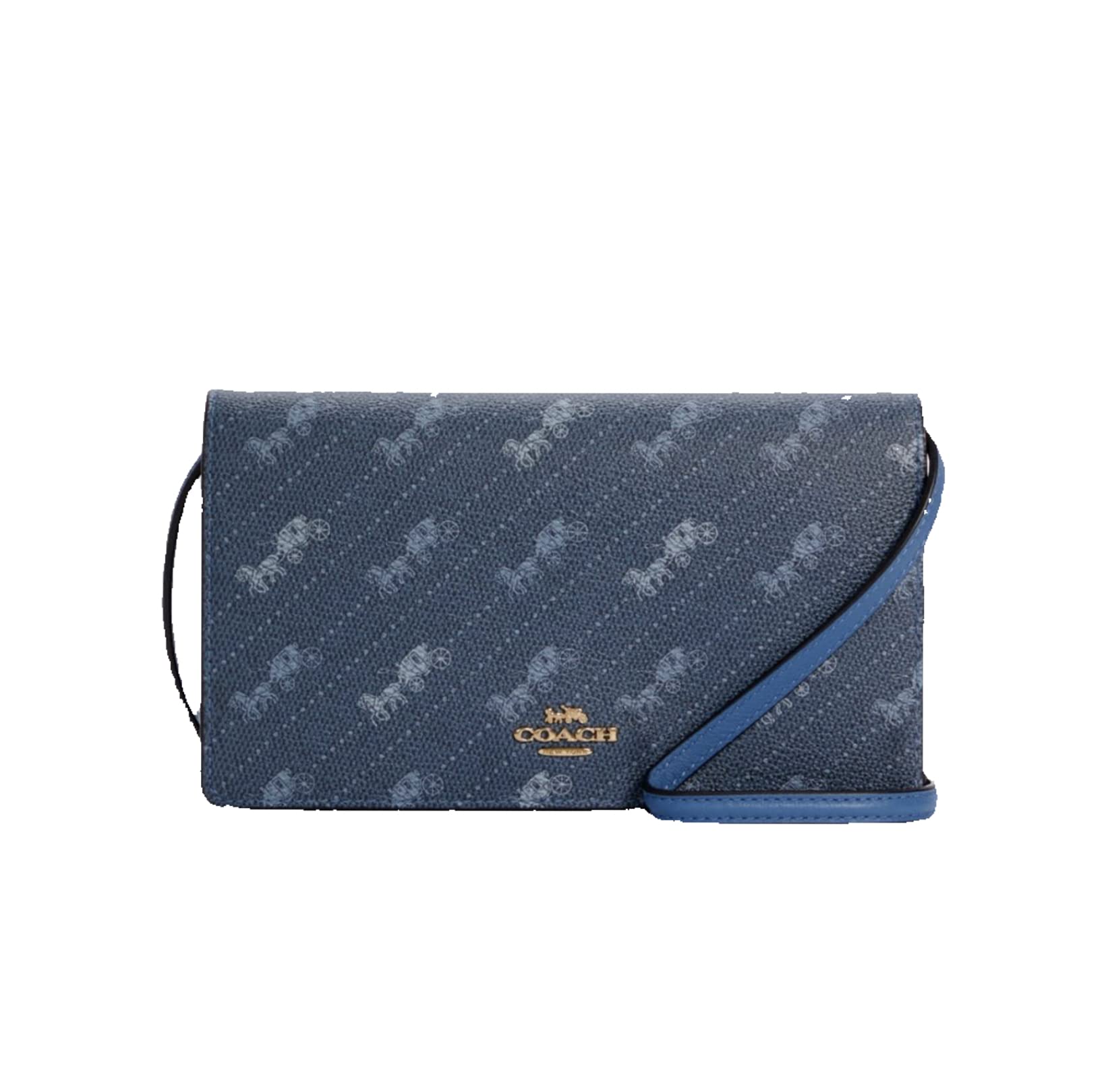 Coach Anna Foldover Crossbody Clutch With Horse And Carriage Dot Print