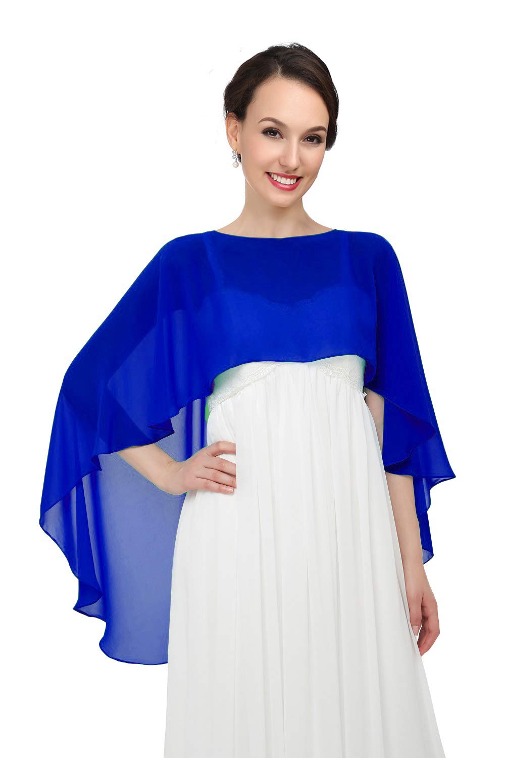Pukguro Sheer Shawls and Wraps for Evening Dresses Chiffon Capes for Women Soft Wedding Cover Up Royal Blue