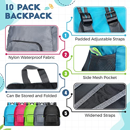 Jexine 10 Pcs Backpacks Bulk 16.5 Inch Lightweight Backpacks Student School Book Bag Book Bags for Kids for Travel (Multicolor)