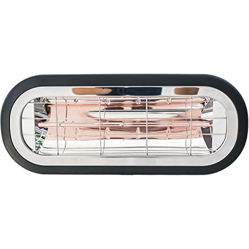 Hanover 16.5'' Electric 1500W Halogen Heat Lamp with Ceiling/Wall-Mount Bracket, Powerful Heating for Outdoor Areas up to 122 Sq.Ft., Ideal for Porch, Garage, Workshop, Black