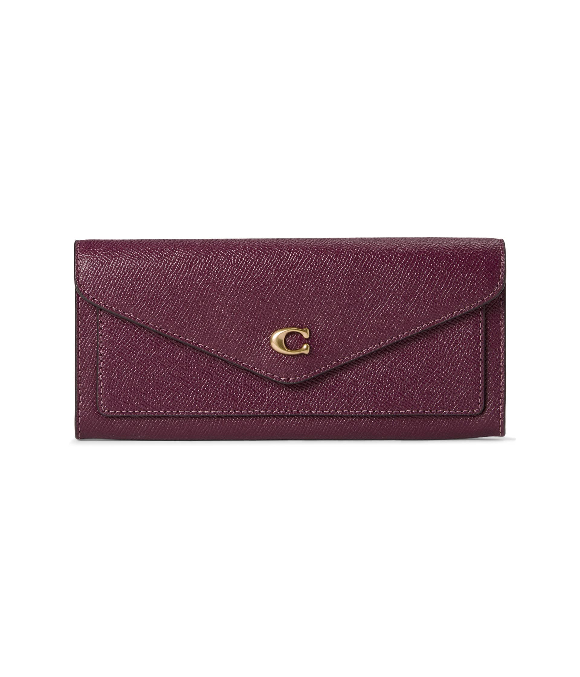 Coach Cross Grain Leather Wyn Soft Wallet Deep Berry One Size
