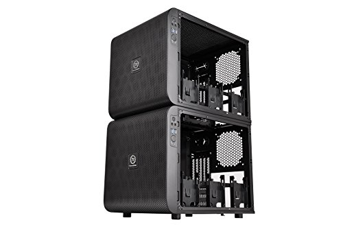 Thermaltake Core V21 SPCC Micro ATX, Mini ITX Cube Gaming Computer Case Chassis, Small Form Factor Builds, 200mm Front Fan Pre-installed, CA-1D5-00S1WN-00 Black