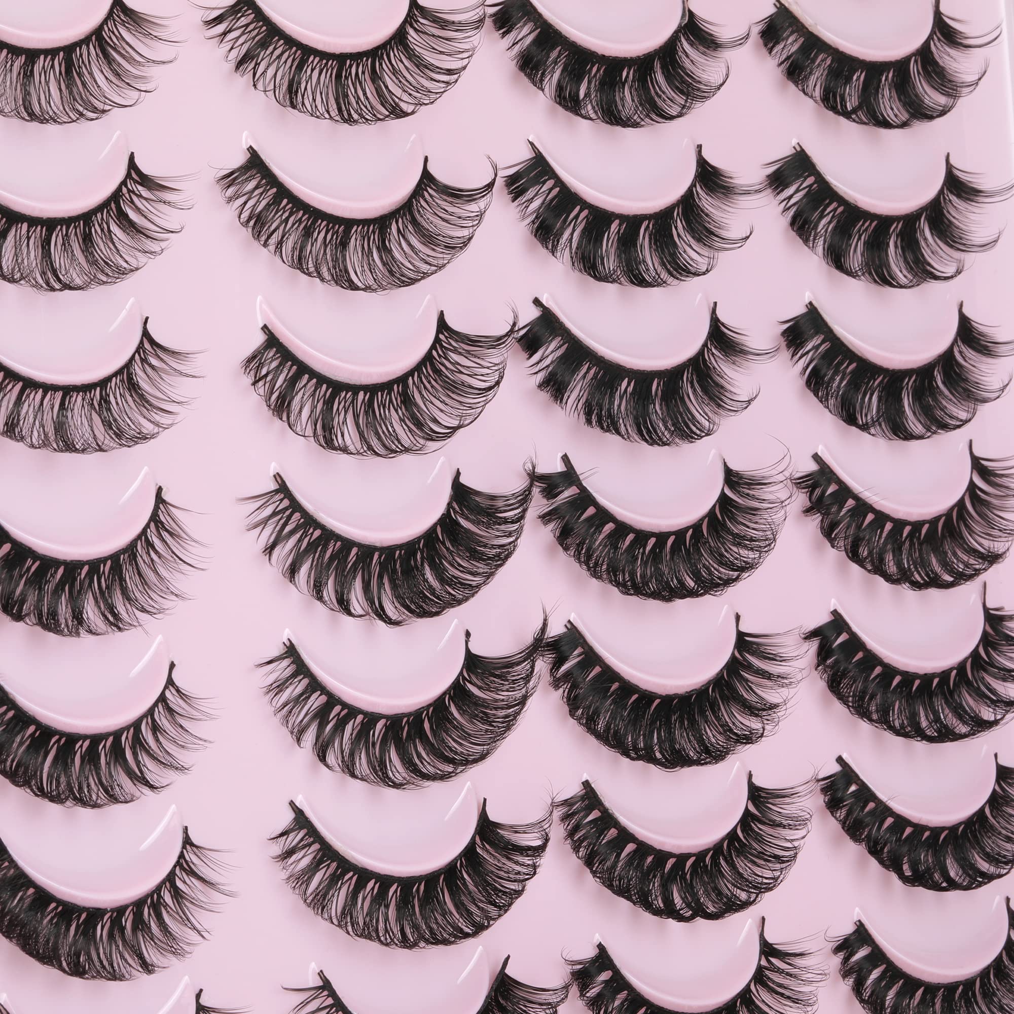 Ruairie False Eyelashes Natural Look Fluffy Wispy False Lashes Pack 20 Pairs 4 Styles Natural Lashes Russian Strip Lashes D Curl Cat Eye Fake Eyelashes Bulk
