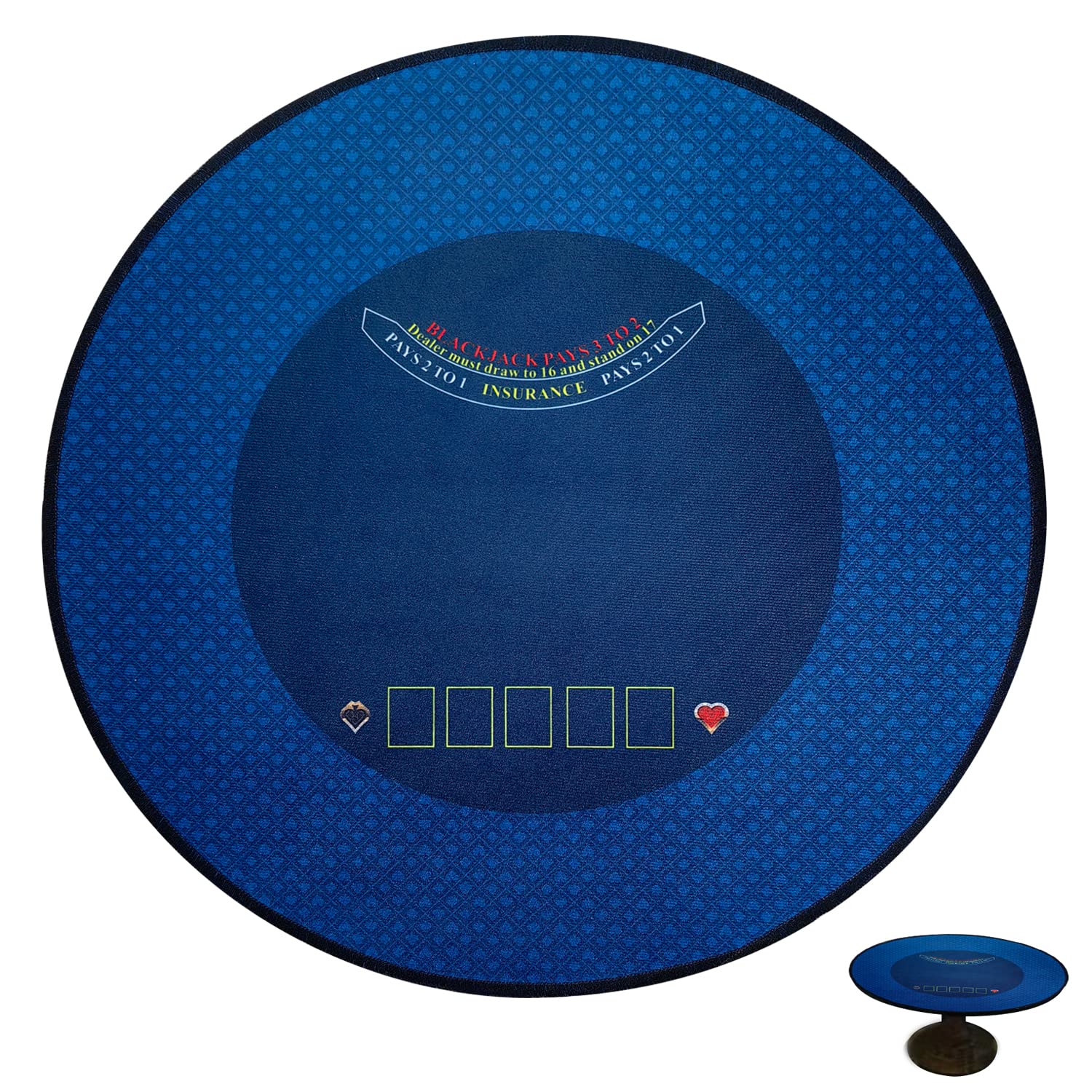 BWLOKXUN 58 x 58 Texas Hold'em and Blackjack Table Felt, Portable Foldable Texas Hold'em and Blackjack Layout